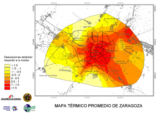 Ayuntamiento de Zaragoza. Mapa Térmico. Mapas Térmicos